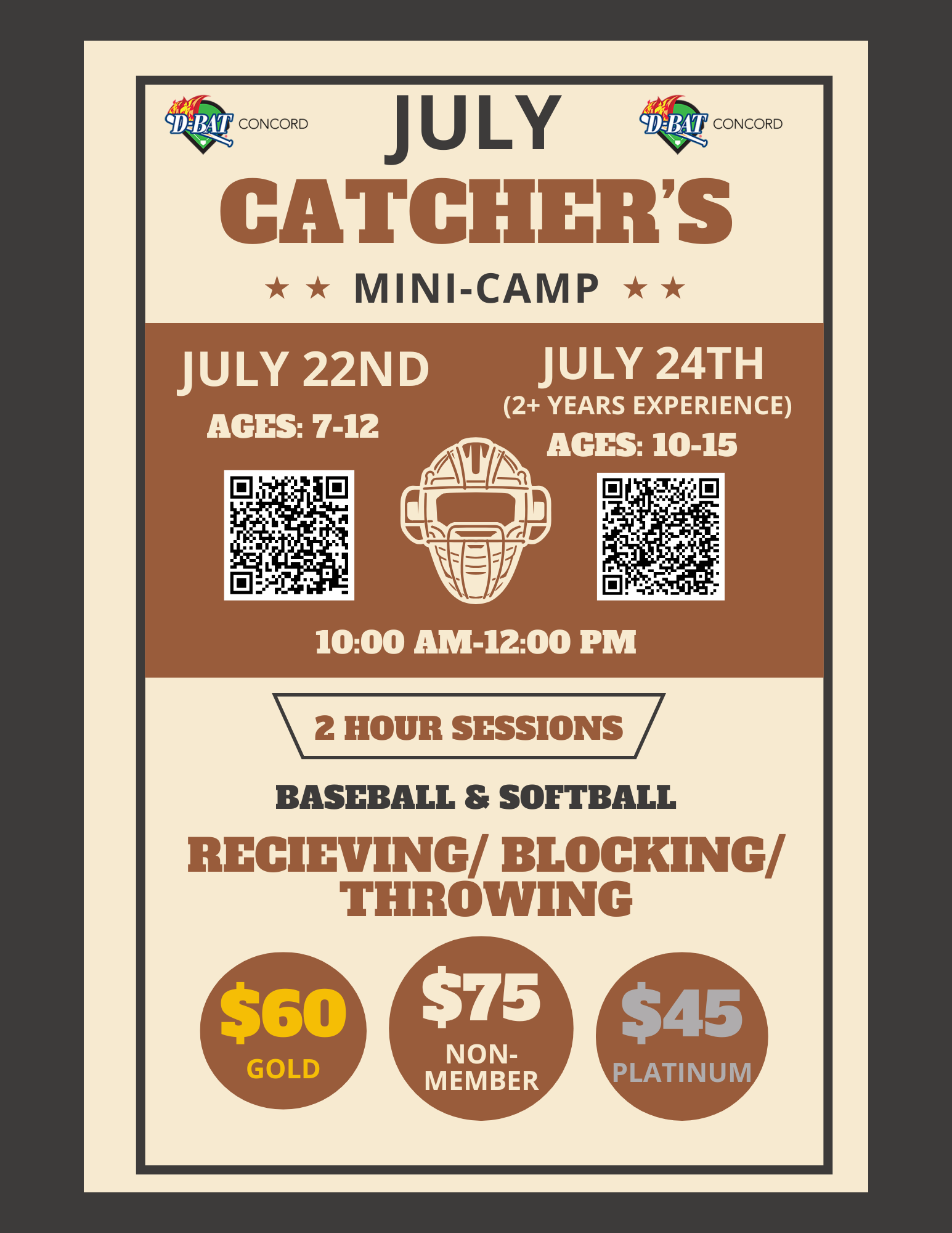 July Mini Catcher's Camp - Register Today
